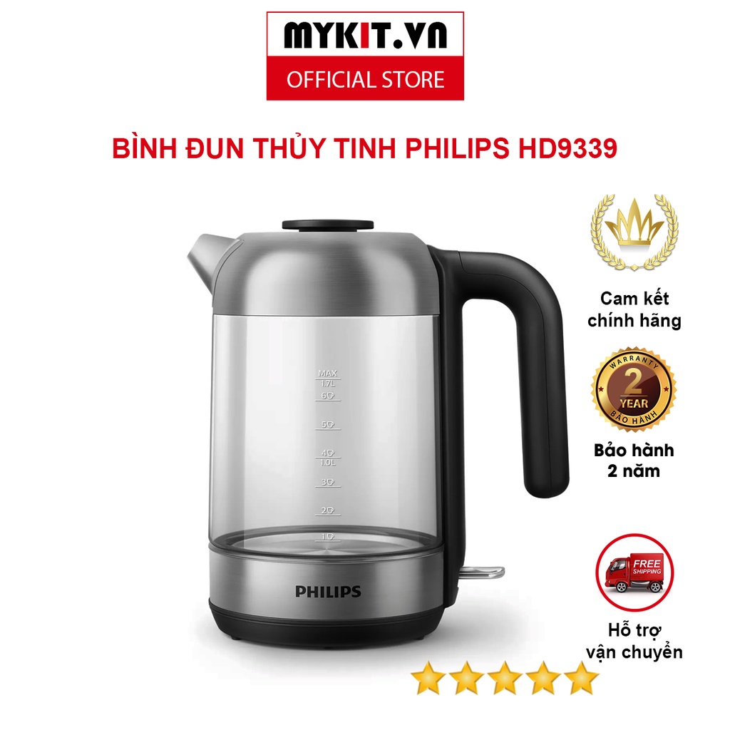 Ấm Siêu Tốc Thủy Tinh Philips HD9339 - Chính hãng - Mykit Store